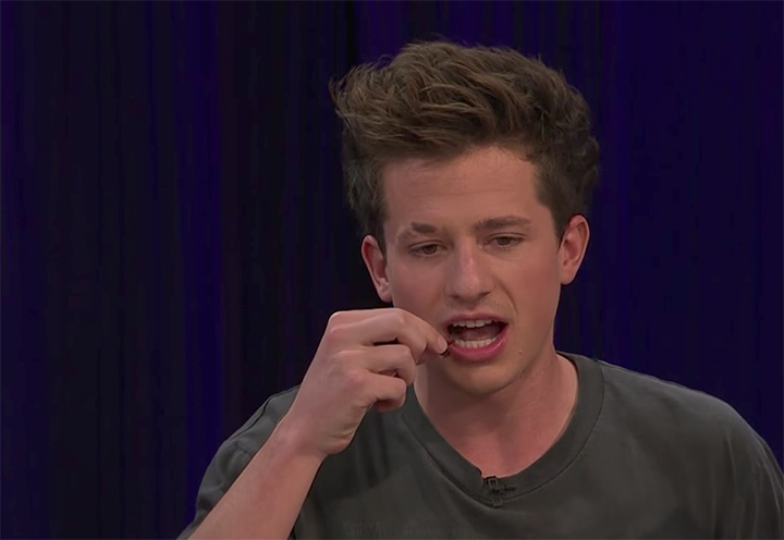 WATCH Charlie Puth Nearly Pukes On Late Late Show
